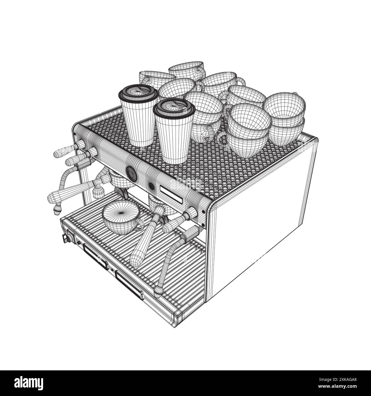 Coffee machine vector line illustration. Coffee maker line art vector ...