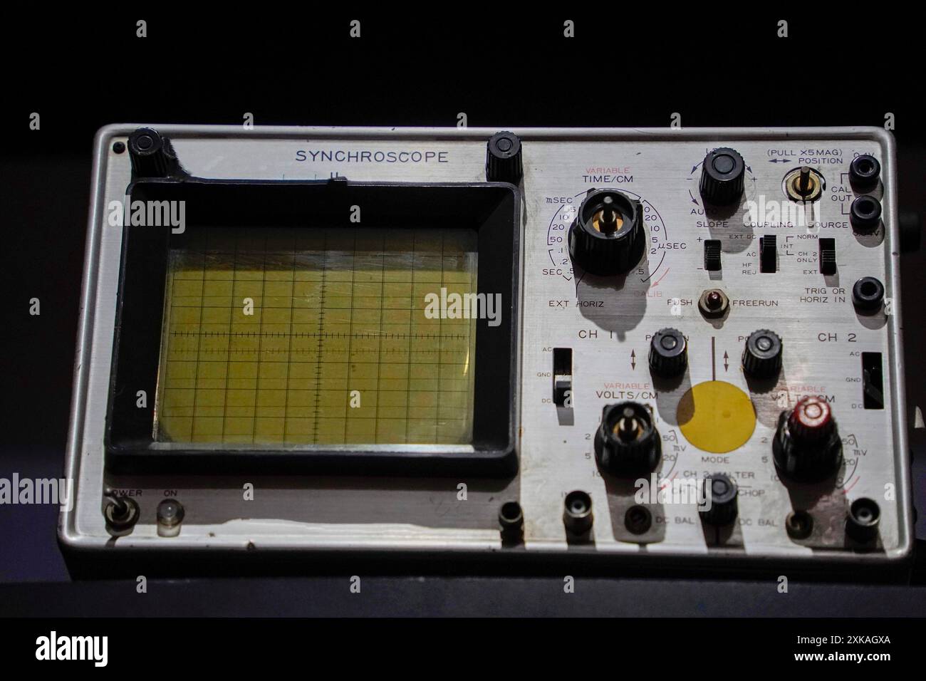 An Old Synchroscope control Analog Synchronize Meter Stock Photo - Alamy