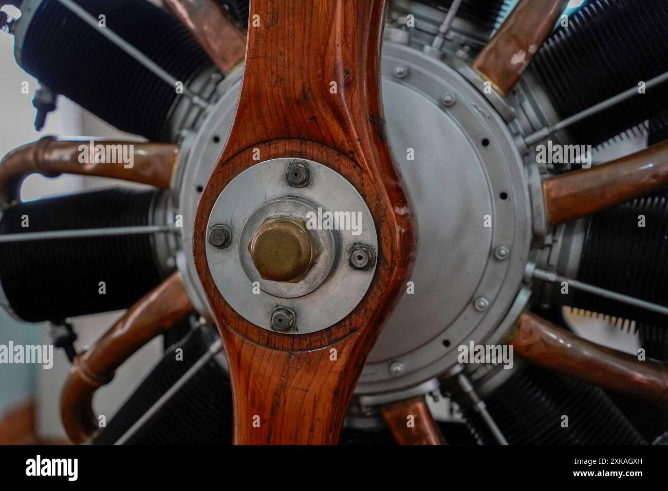 Vintage propeller airplane engine detail Stock Photo - Alamy