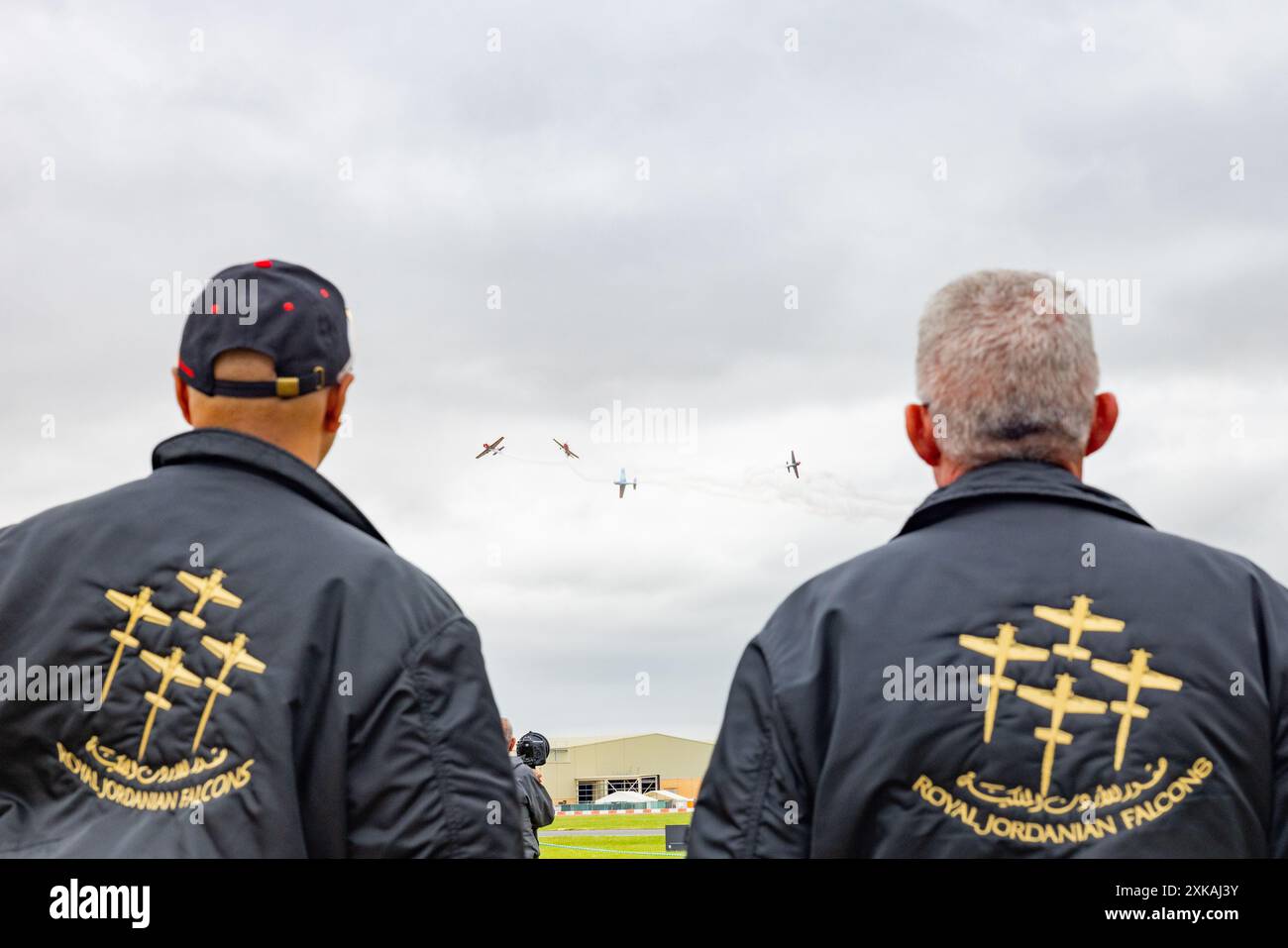Fairford, UK. 21 JUL, 2024. Members of the Jordanian Falcons watch on ...