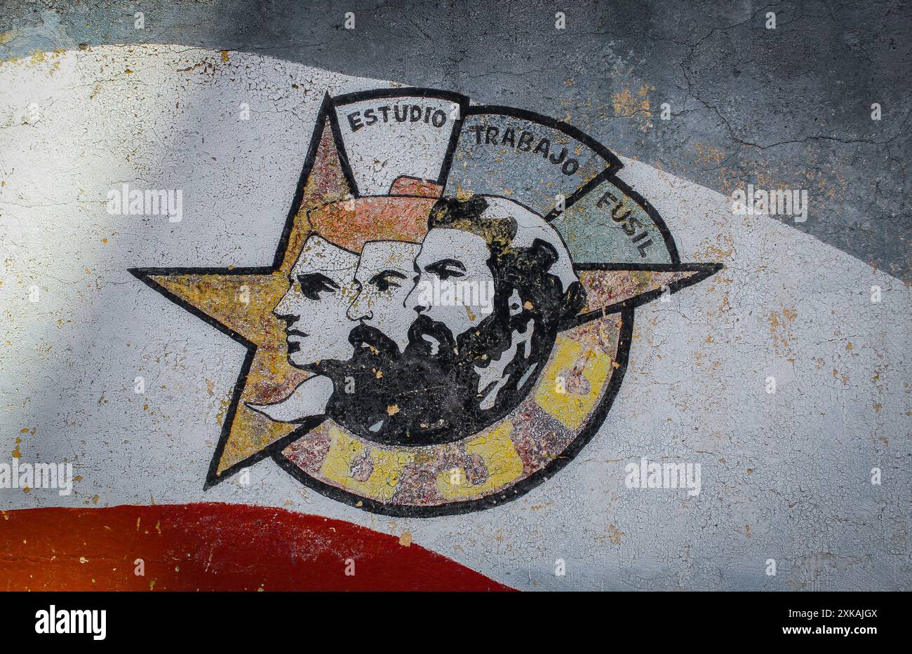 Political propaganda wall with the silhouettes of heroes of the Cuban ...