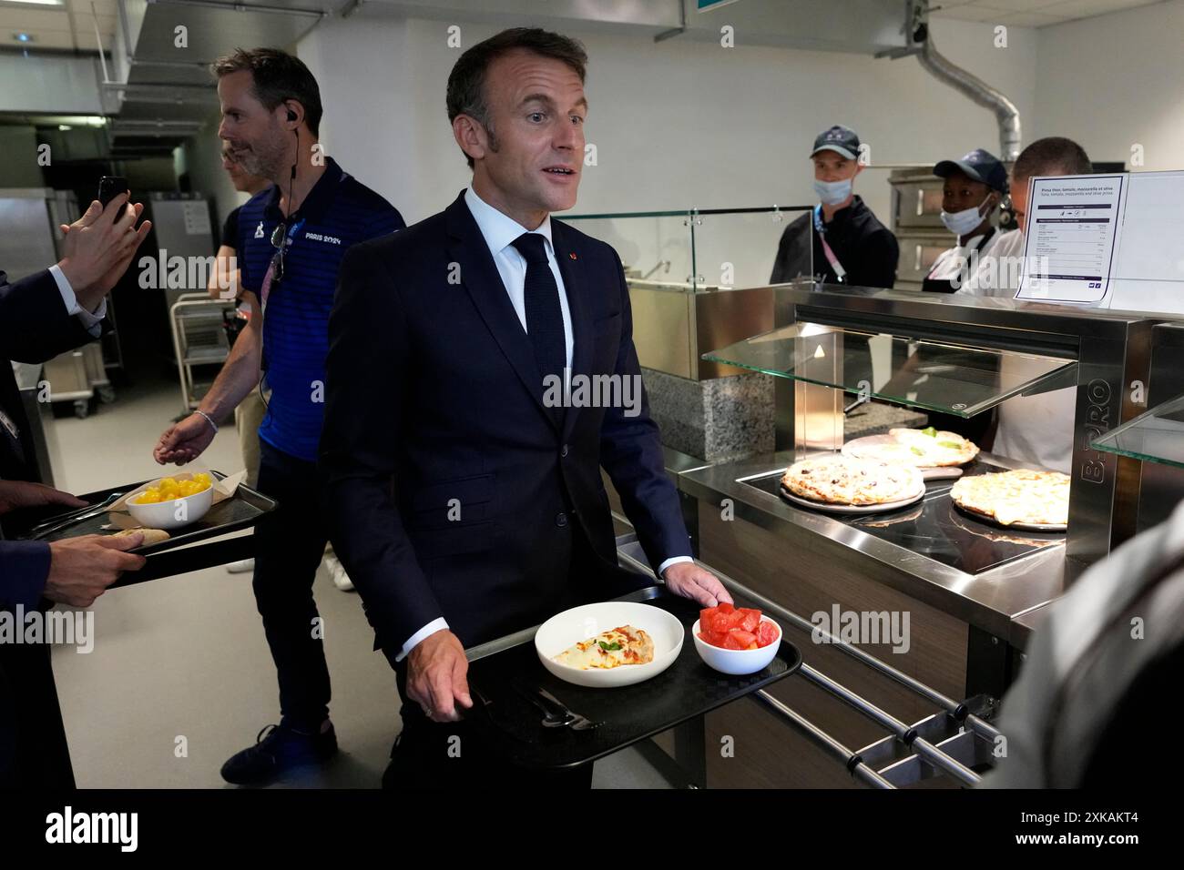 Paris, France. 22nd July, 2024. French President Emmanuel Macron holds ...