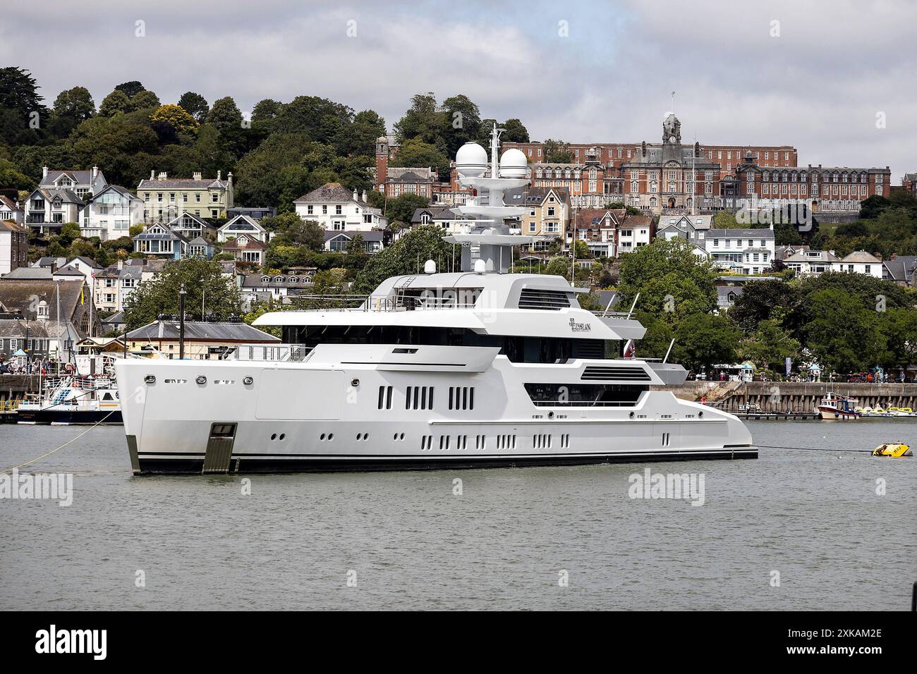 Dartmouth, UK 22nd Jul 2024. The mega yacht Elysian, owned by the ...