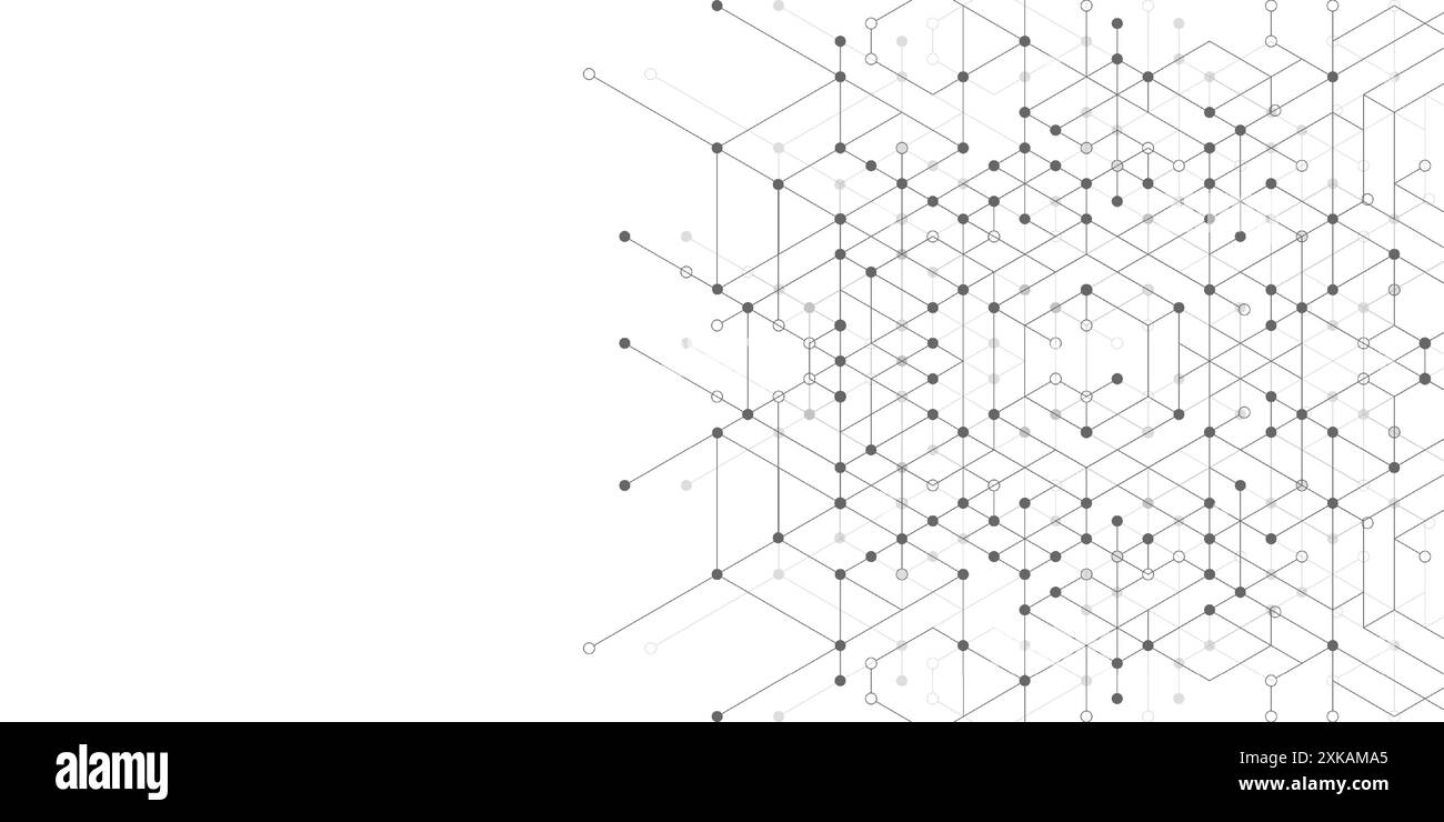 Technology abstract background lines, dots and hexagons. Hexagonal ...