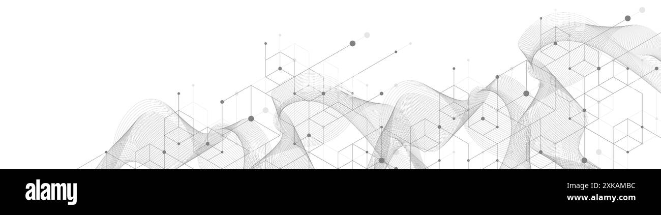 Technology abstract background lines, dots and hexagons. Hexagonal ...