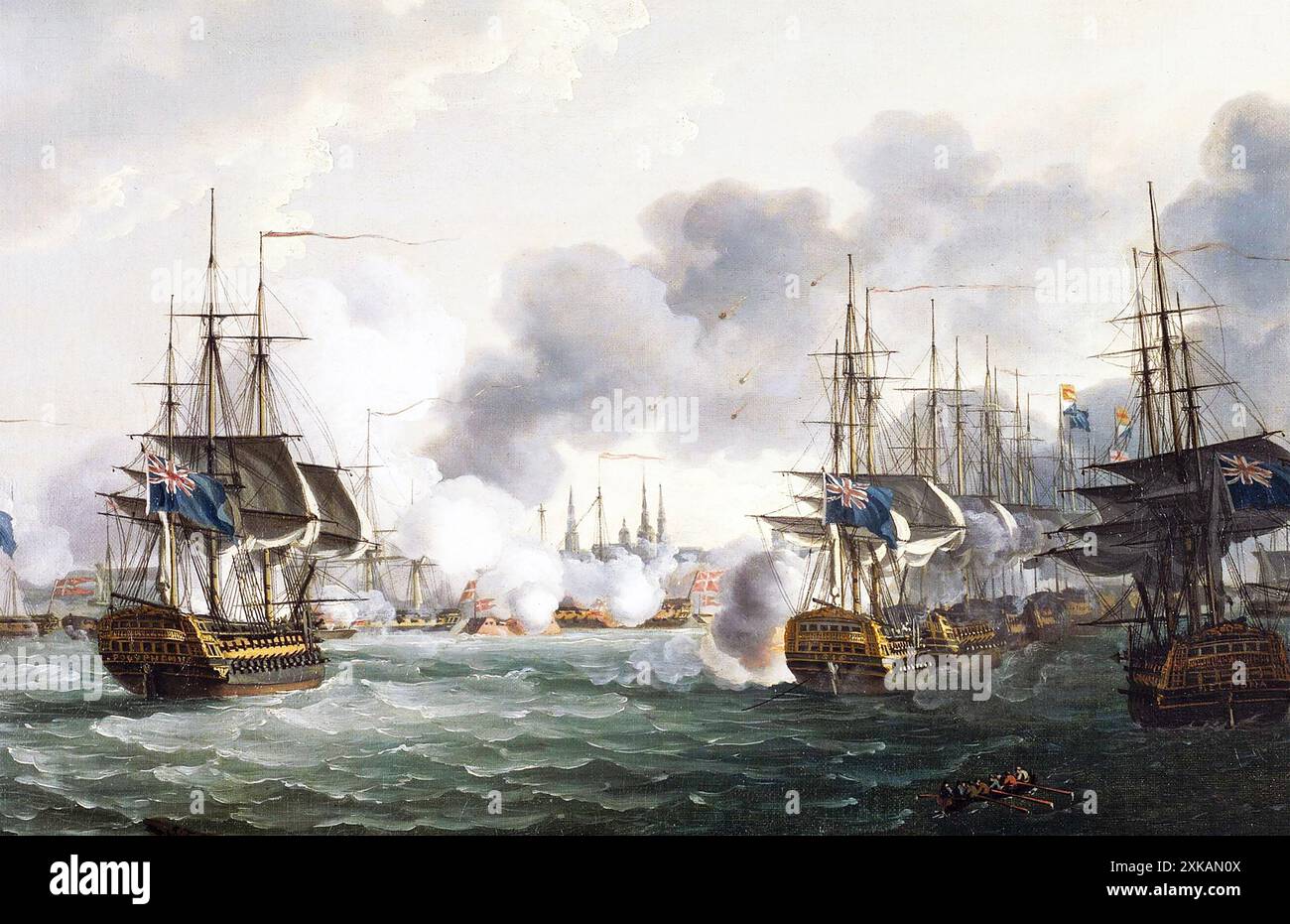 BATTLE OF COPENHAGEN 2 April 1801 Detail of painting by John Serres ...
