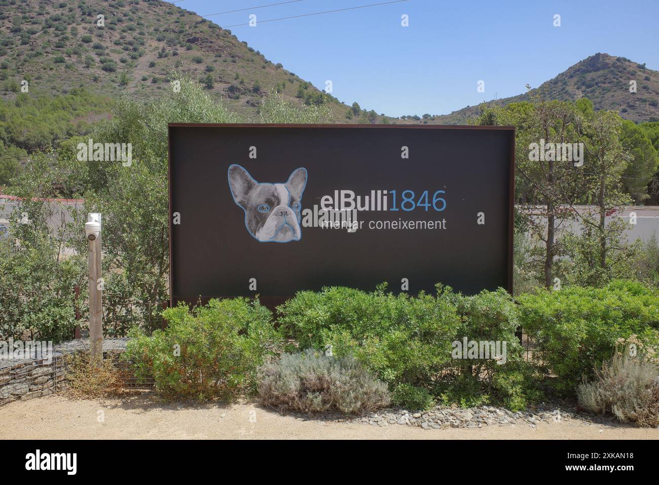 Roses, Spain - 20 July, 2024: Sign at the entrance to the El Bulli 1846 ...