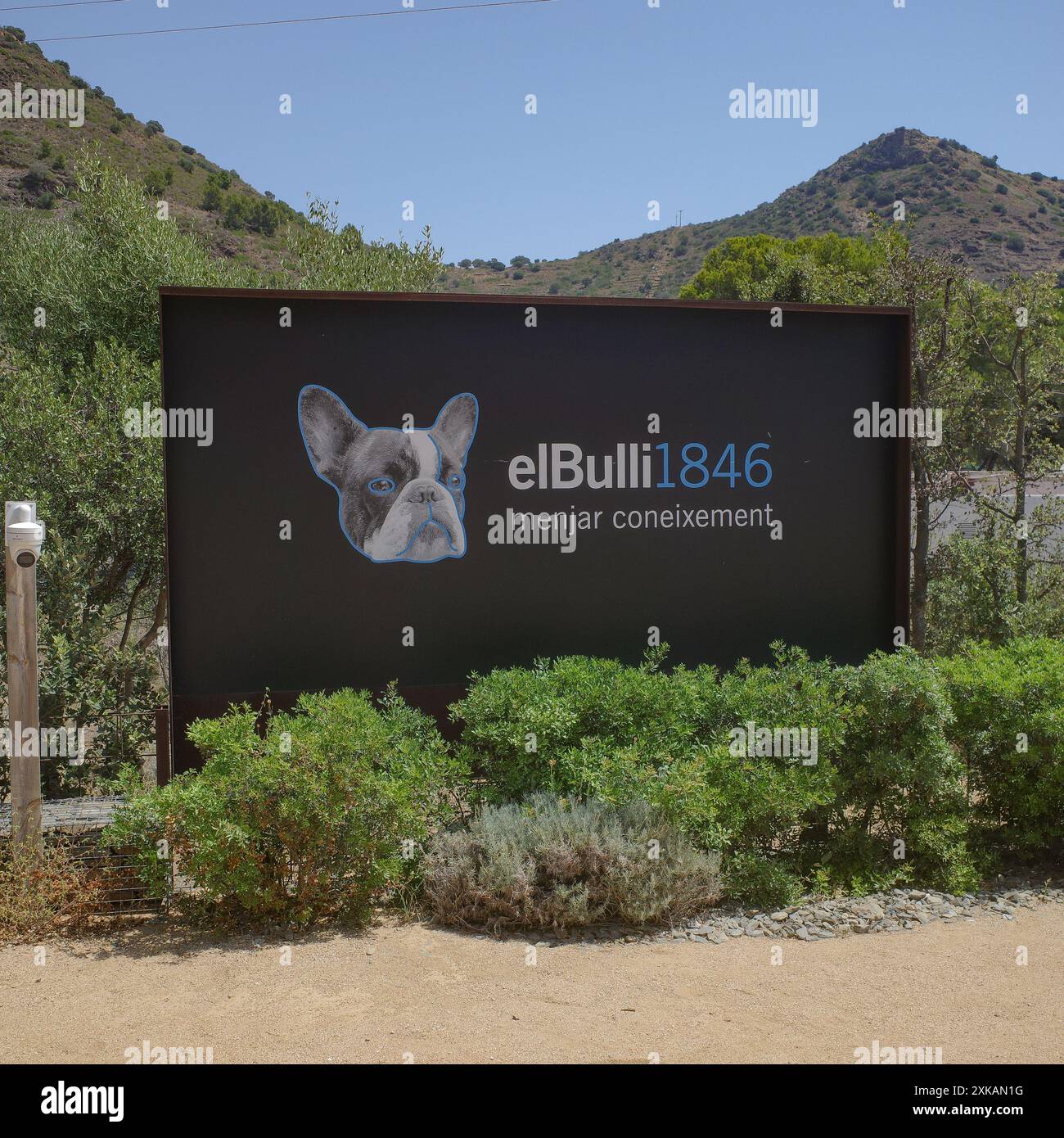 Roses, Spain - 20 July, 2024: Sign at the entrance to the El Bulli 1846 ...