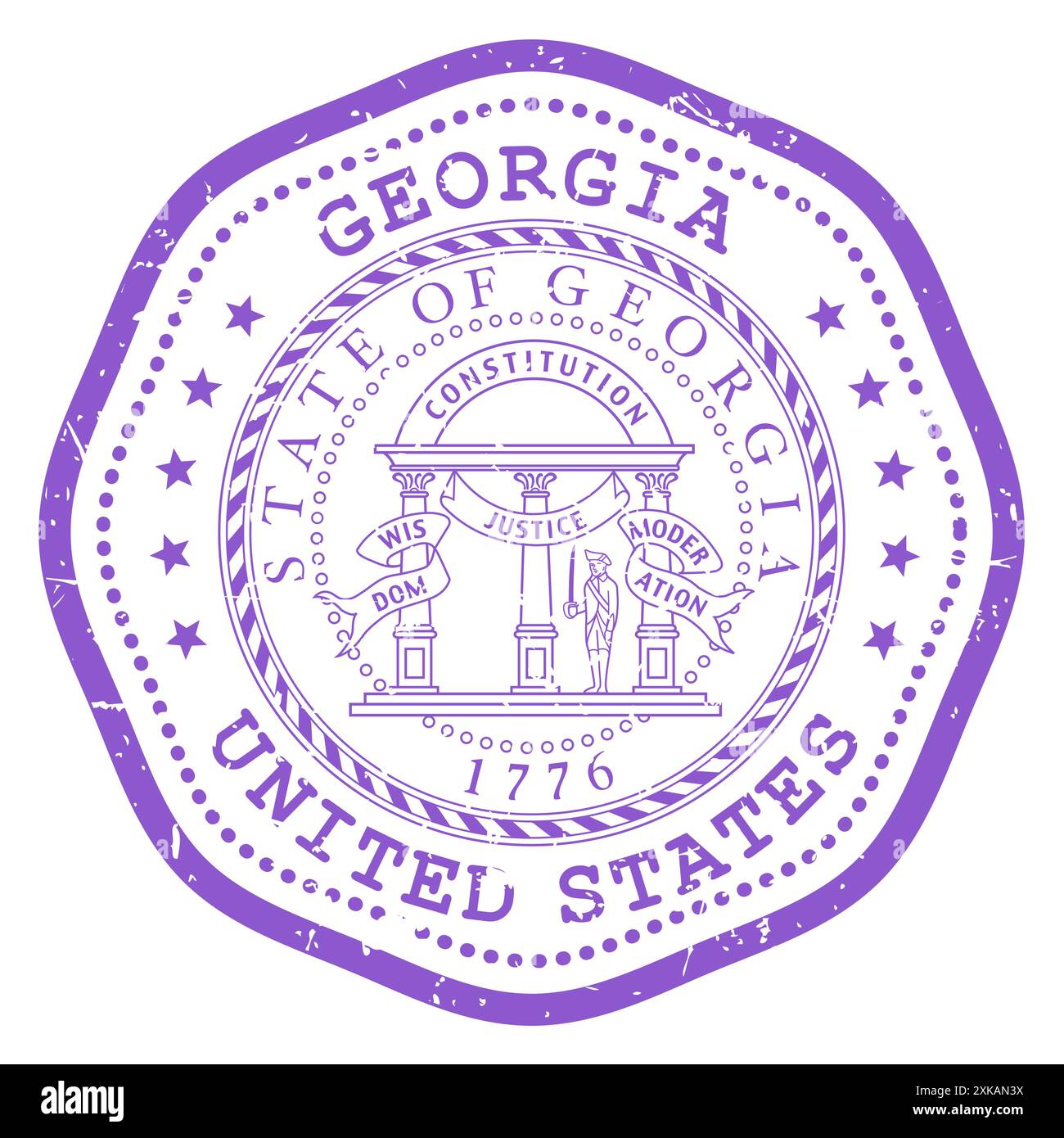 Georgia state stamp with seal, USA travel stamp, shabby postmark of ...