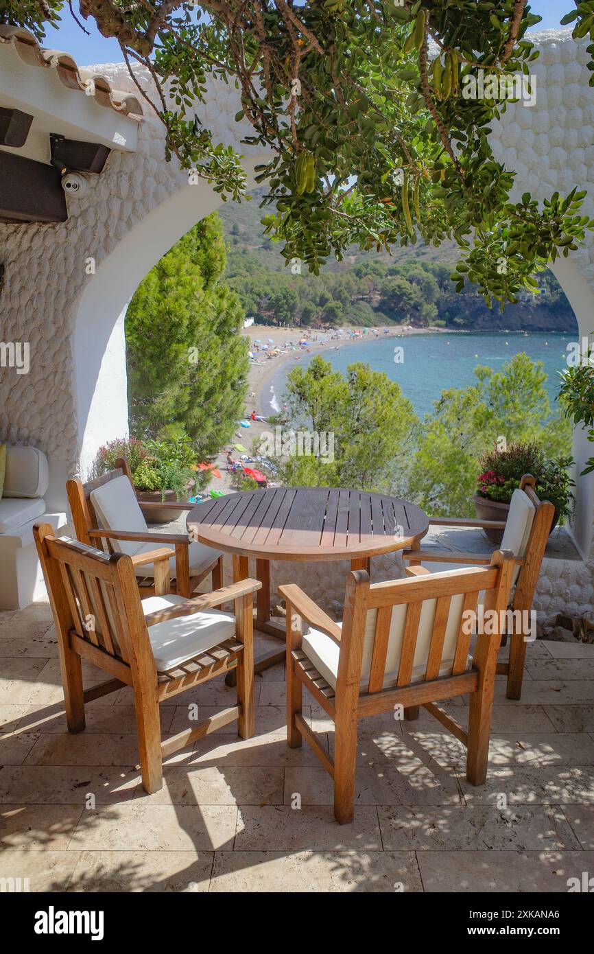 Roses, Spain - 20 July, 2024: Tables on the terrace at El Bulli ...