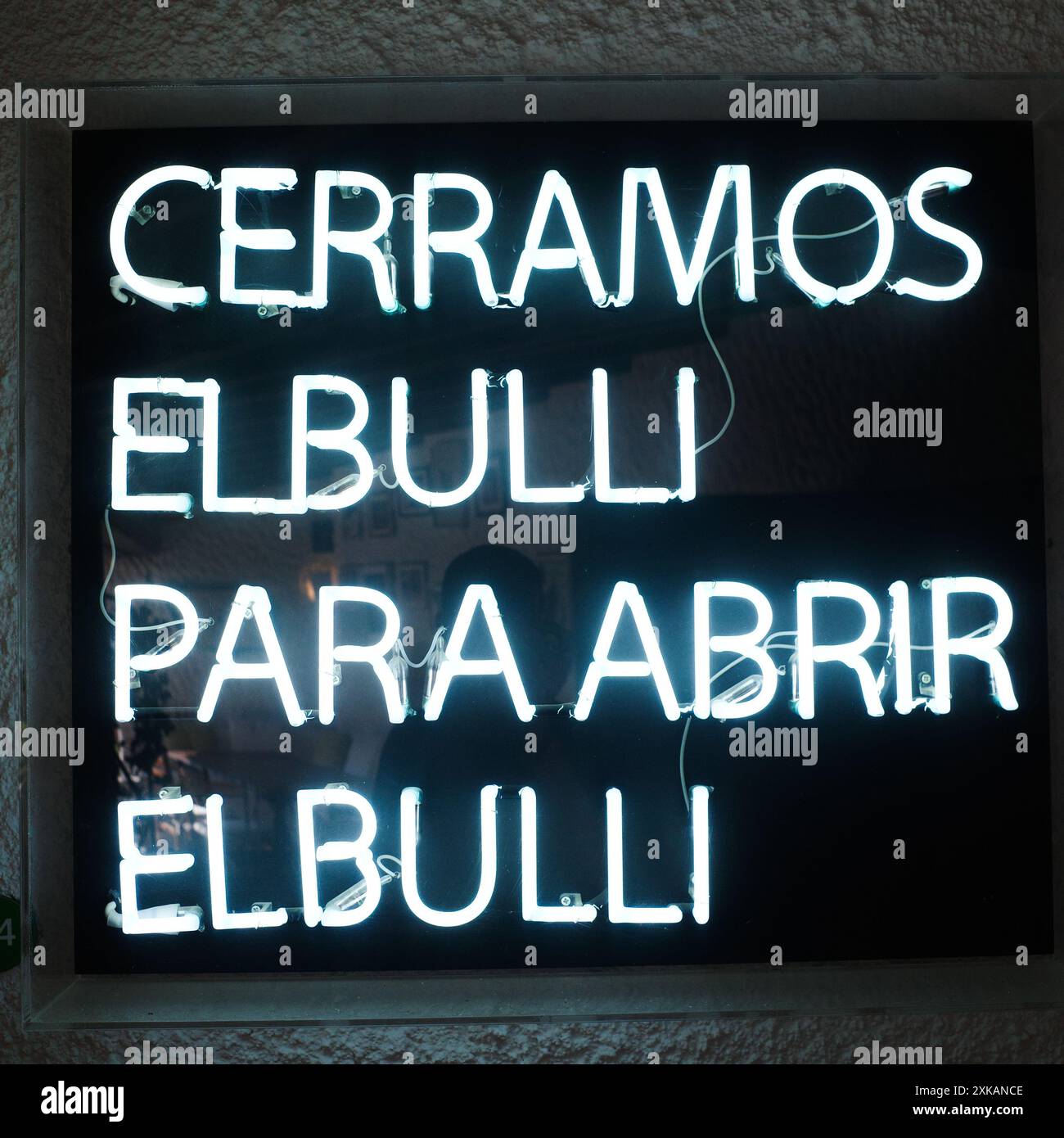 Roses, Spain - 20 July, 2024: Neon 'We close El Bulli, to open El Bulli ...