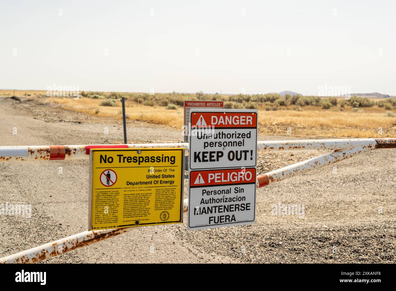 Signs and Gate Blocking Access to Hanford Reservation from Highway 240 ...