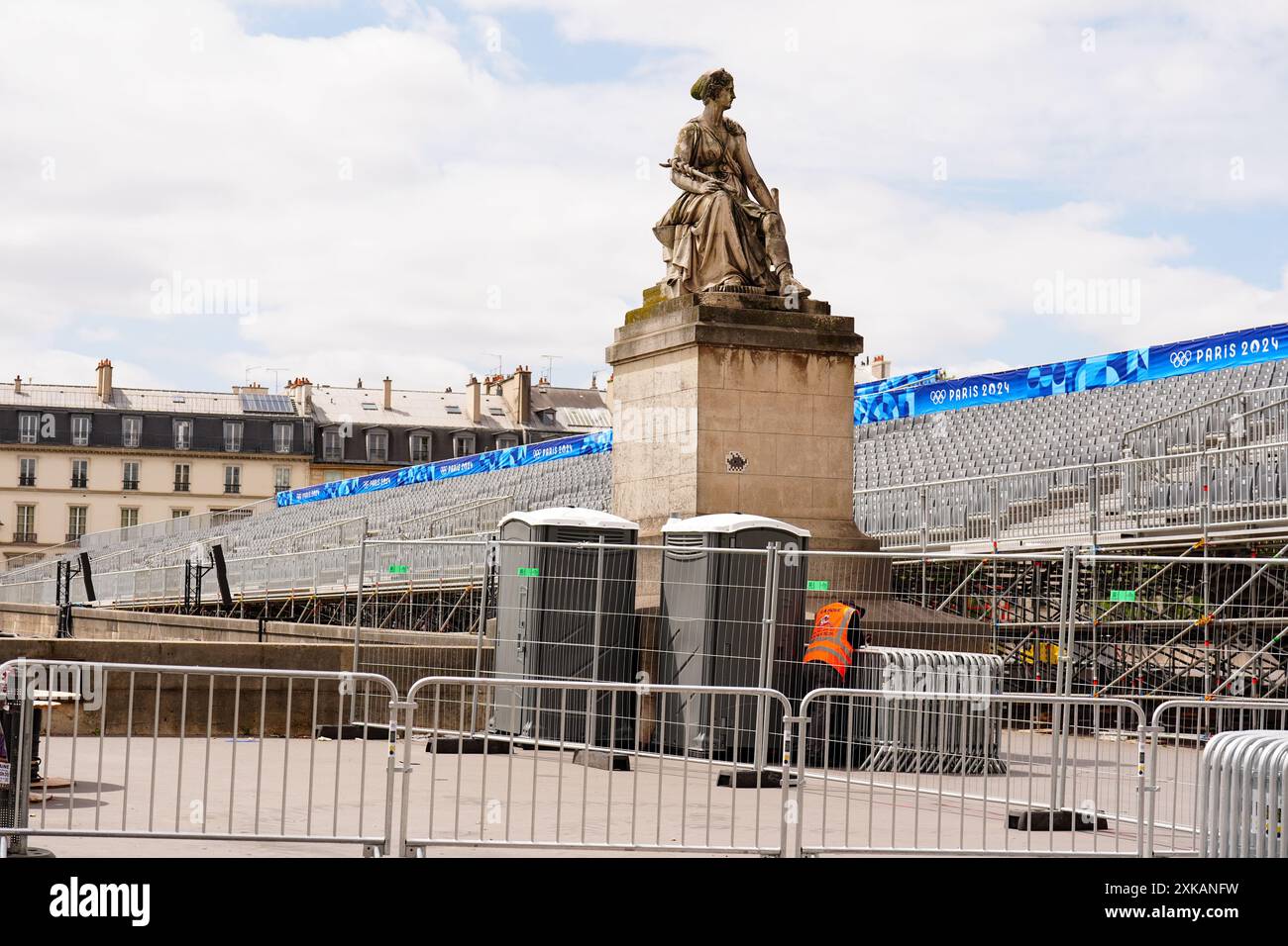 A general view of seating along the River Seine, Paris. The Opening ...