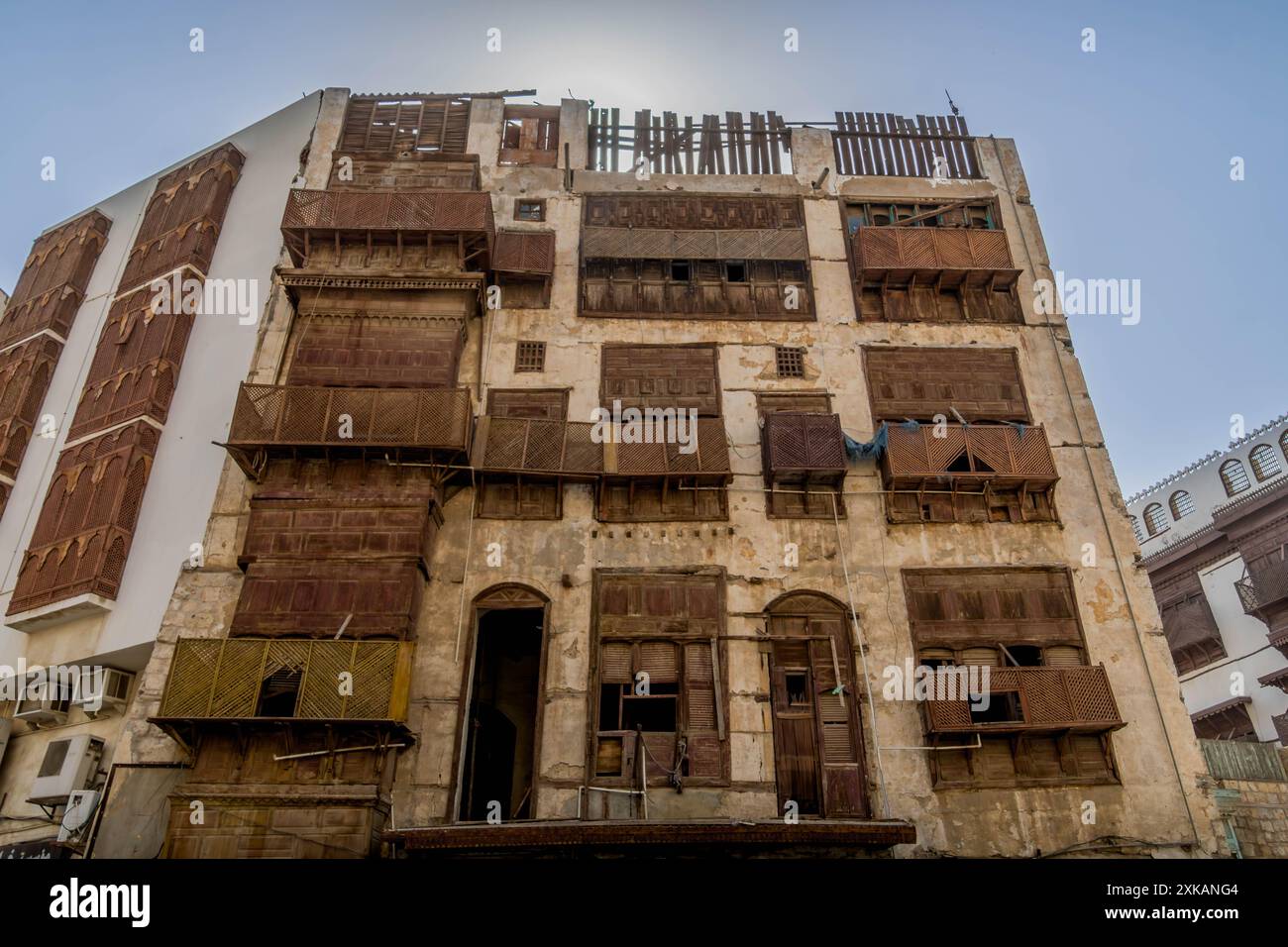 The old historic Jeddah street in old town, Saudi Arabia, with UNESCO ...