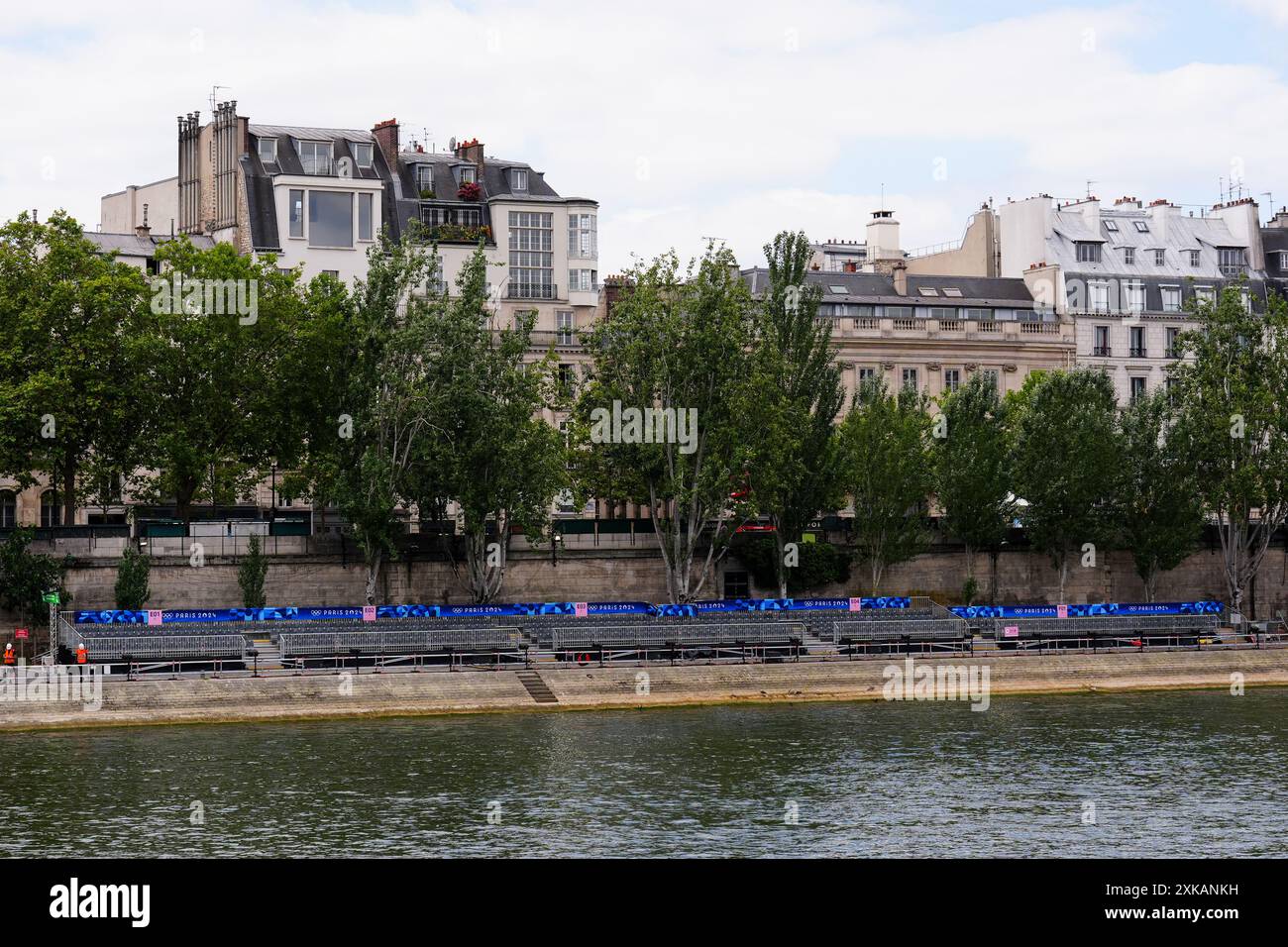 A general view of seating along the River Seine, Paris. The Opening ...