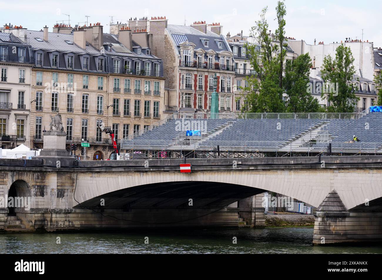 A general view of seating along the River Seine, Paris. The Opening ...