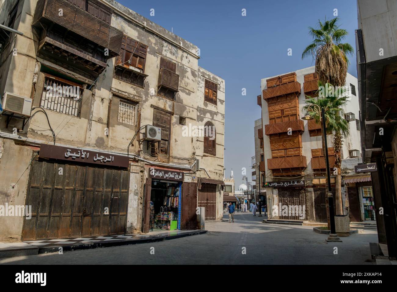 The narrow streets deep in the Jeddah old town (Al-Balad), a historic ...