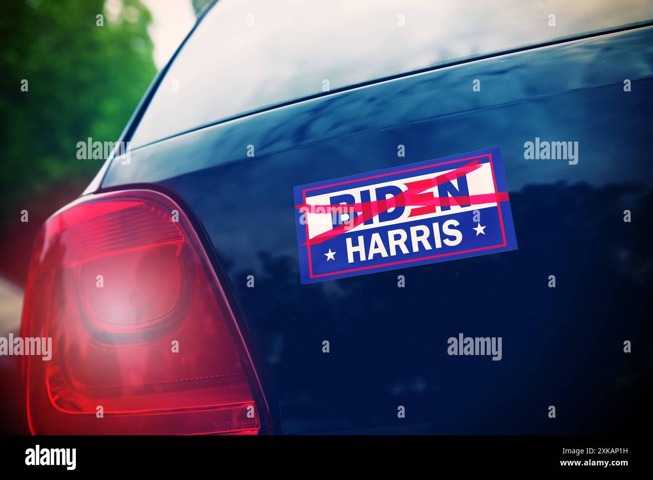 FOTOMONTAGE, Aufkleber mit dem Schriftzug Harris und durchgestrichenen ...