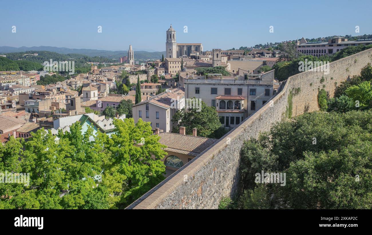 Girona, Spain - 18 July, 2024: Views of Girona Cathedral from the ancient City Walls Stock Photo ...