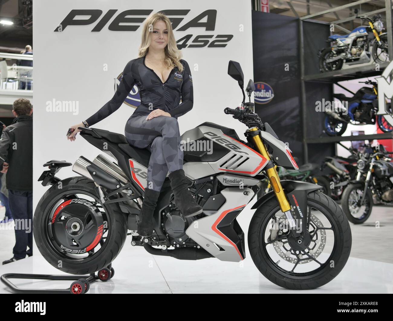 Models girl on the motorbike exposed at EICMA, international motorcycle ...