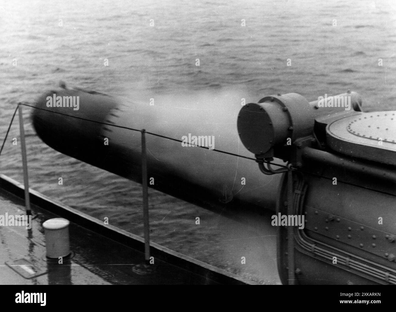 Firing of a torpedo from a German speedboat. Undated photo [automated ...