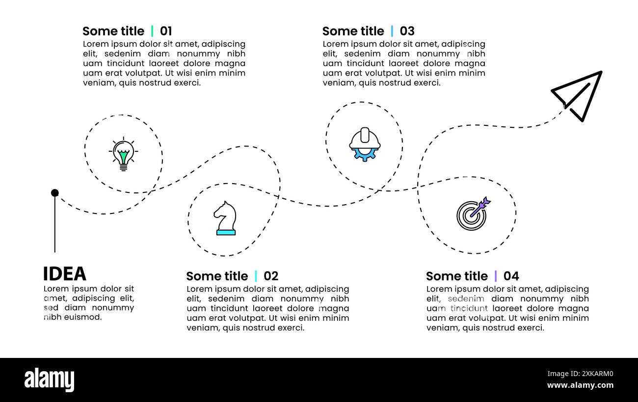 Infographic template with icons and 4 options or steps. Linked squares ...