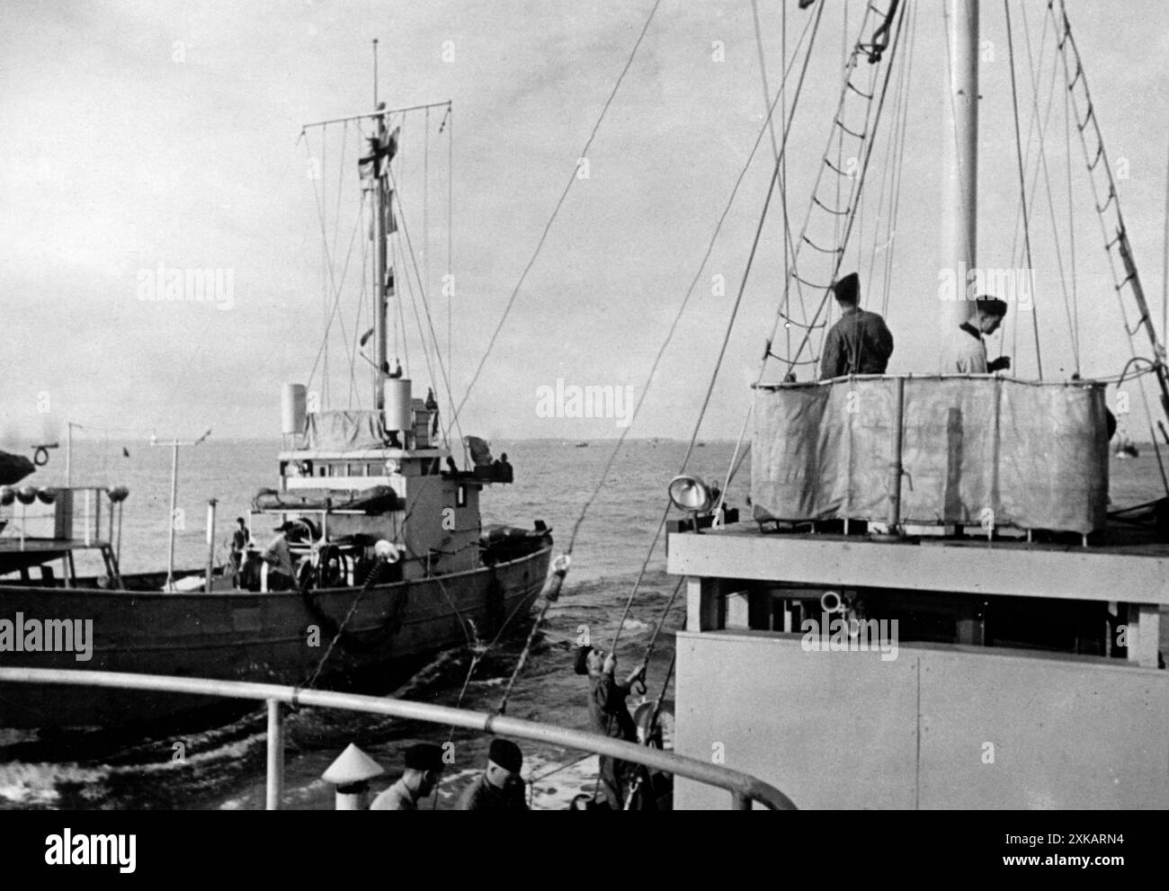 Fishing cutters from Finkenwärder, which are used as minesweepers and ...