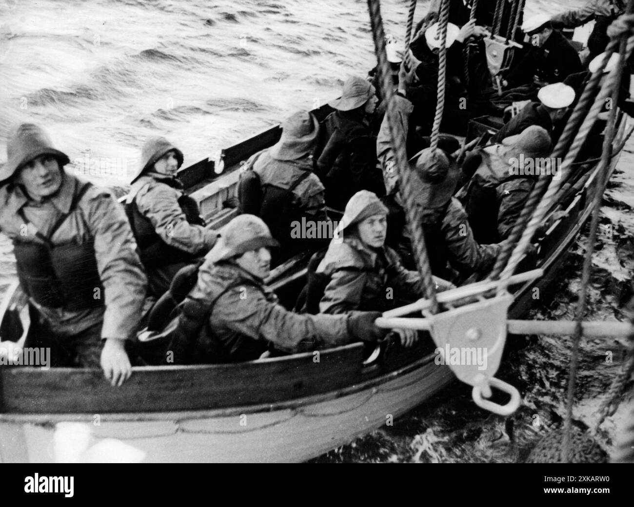 Sailors from a German warship set off in a cutter to search a neutral ...