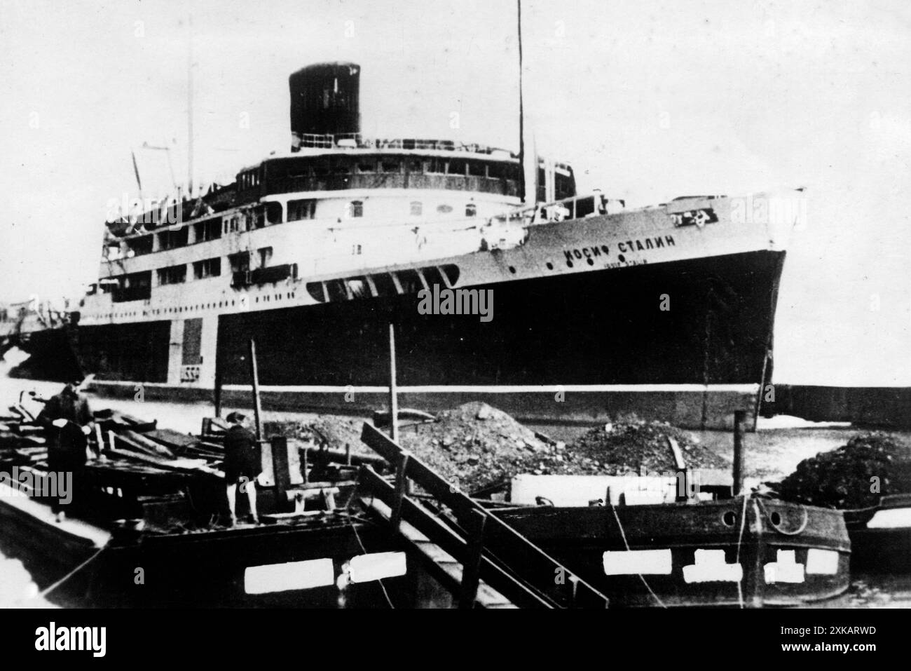 The Soviet passenger ship Josef Stalin in the harbor of Hangö, Finland ...