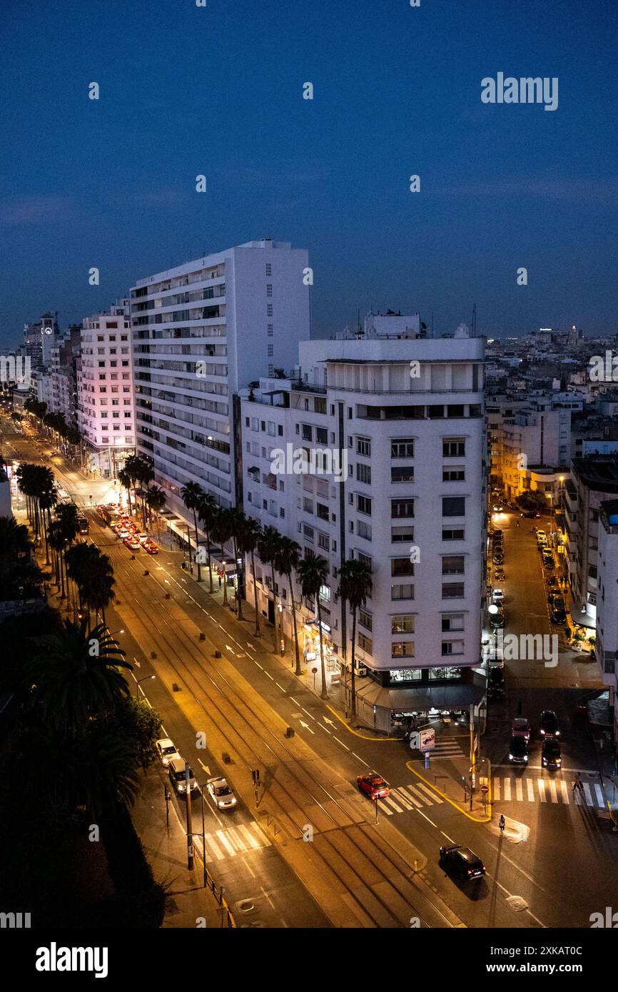 Urban landscape at dusk showing the density of Casablanca on 7 October ...