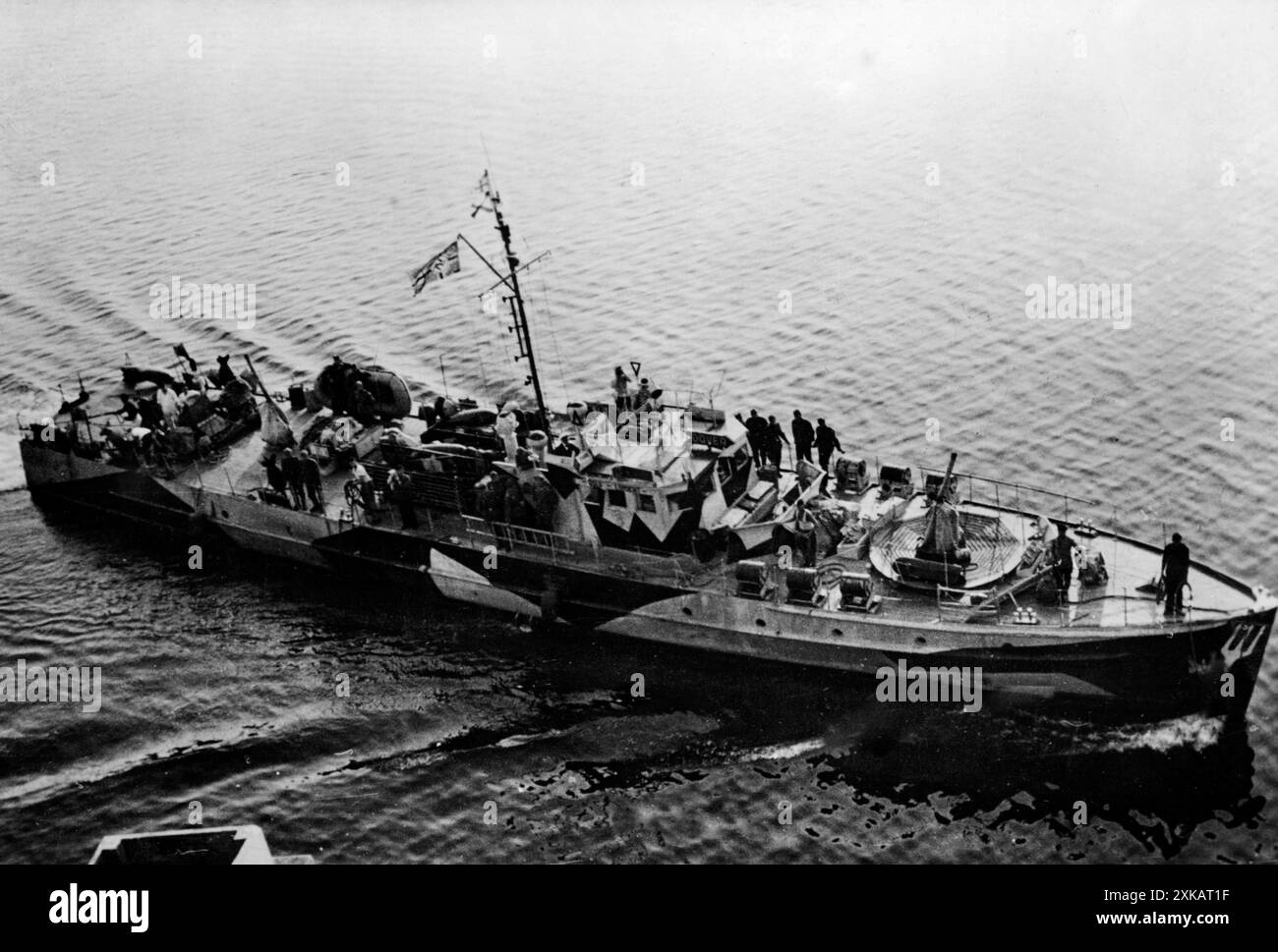 German minesweeper returning from a mission near Brest. Marked with a ...