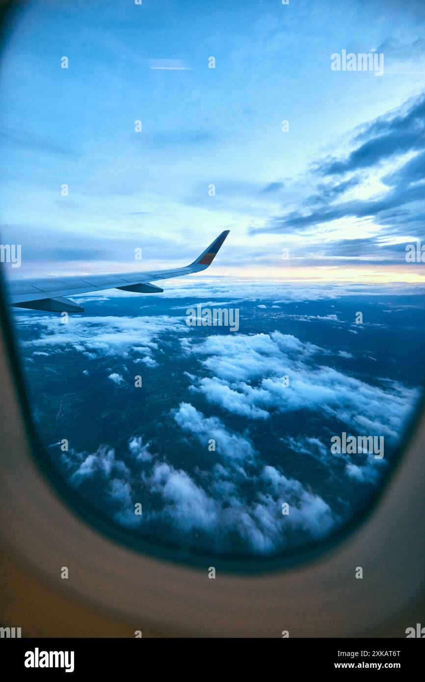 View of plane's cabin windows seat with beautiful scenic view Stock ...