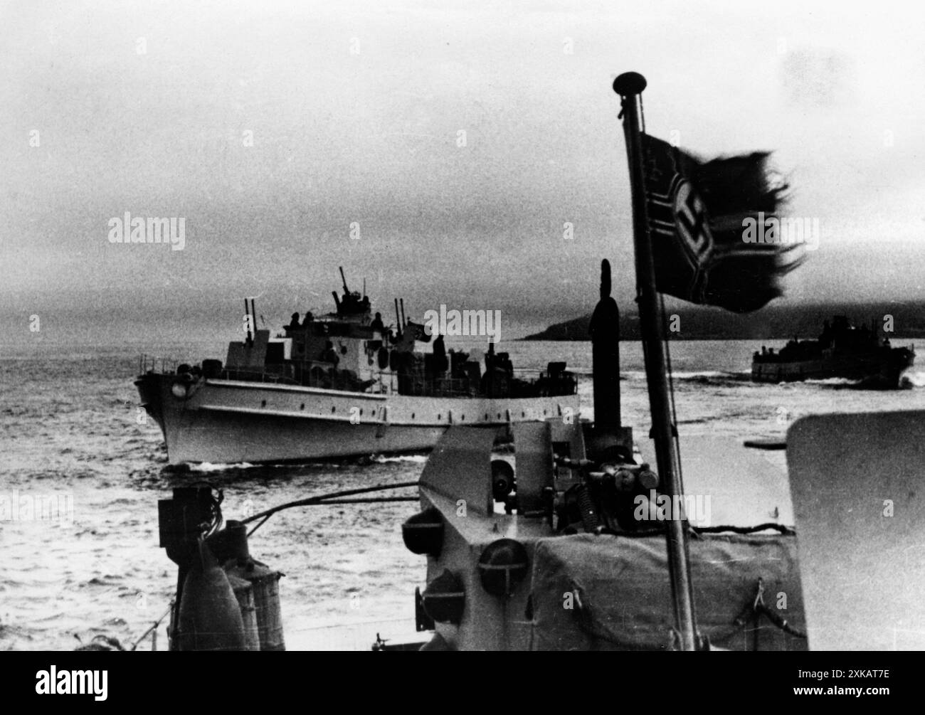 German minesweepers and clearance boats on a mission in the North Sea ...