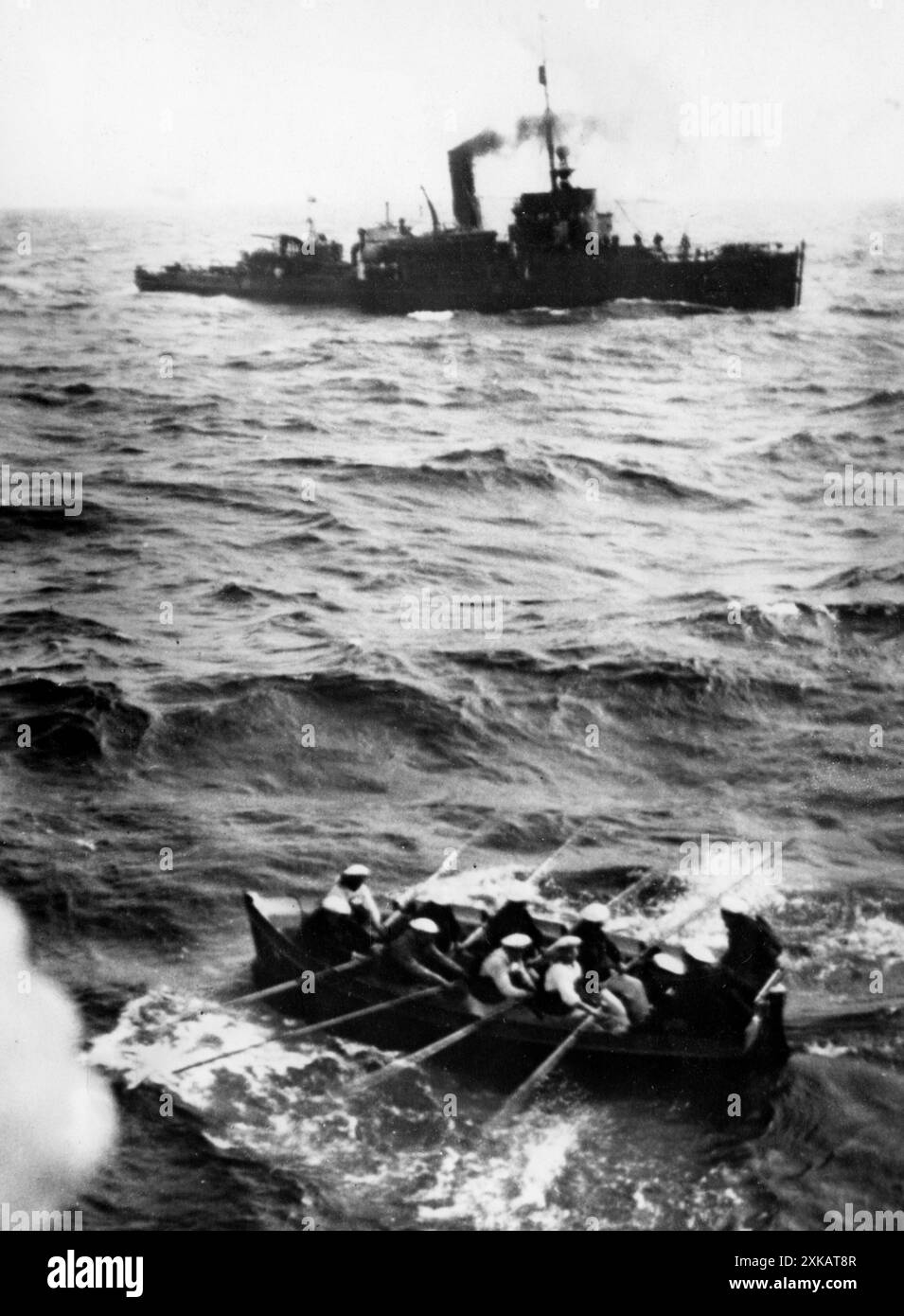 Seen from aboard the American freighter Normachawk, a dinghy of a ...