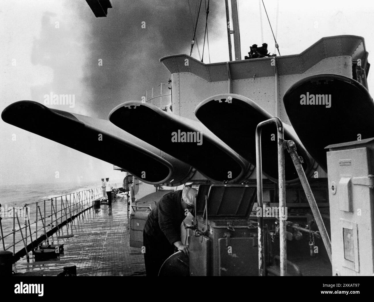 View of the torpedo set on board the German destroyer Leberecht Maass ...