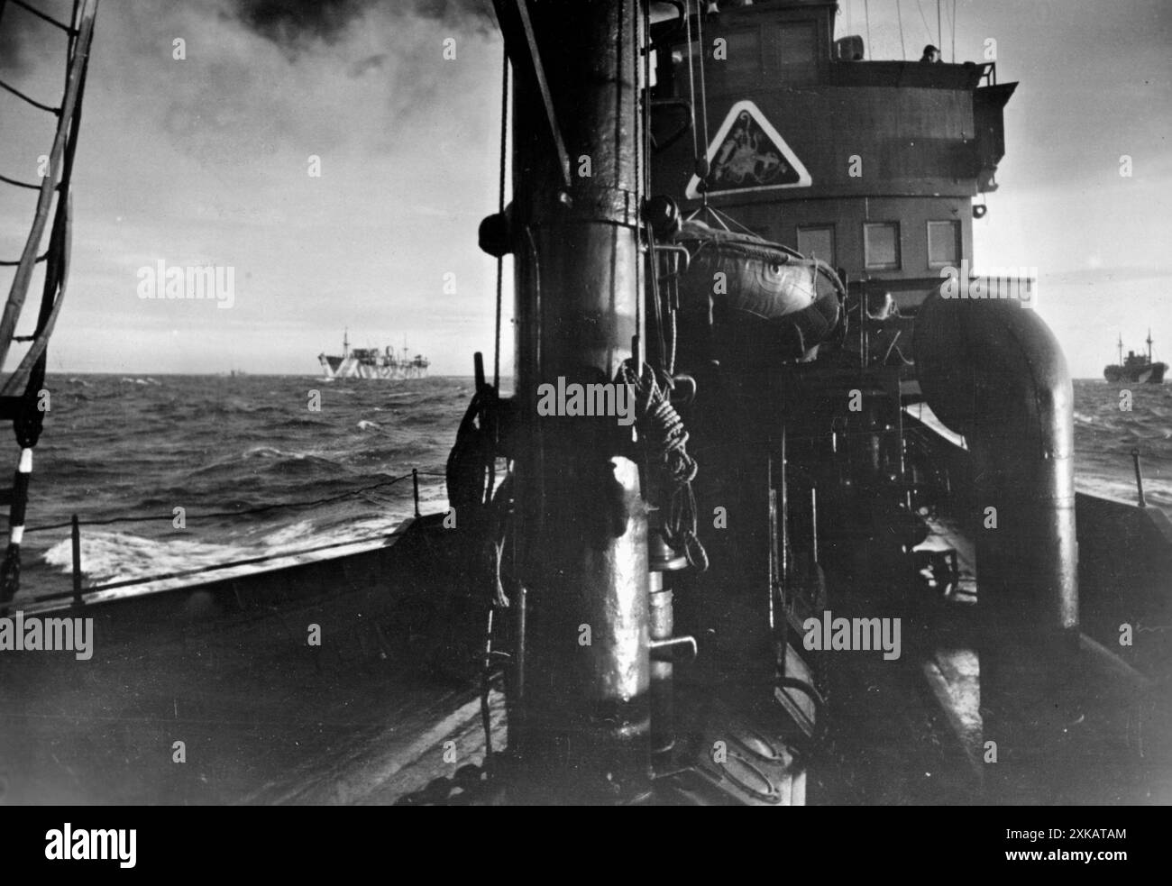 Ships of a German convoy seen from aboard a German outpost boat. Photo ...