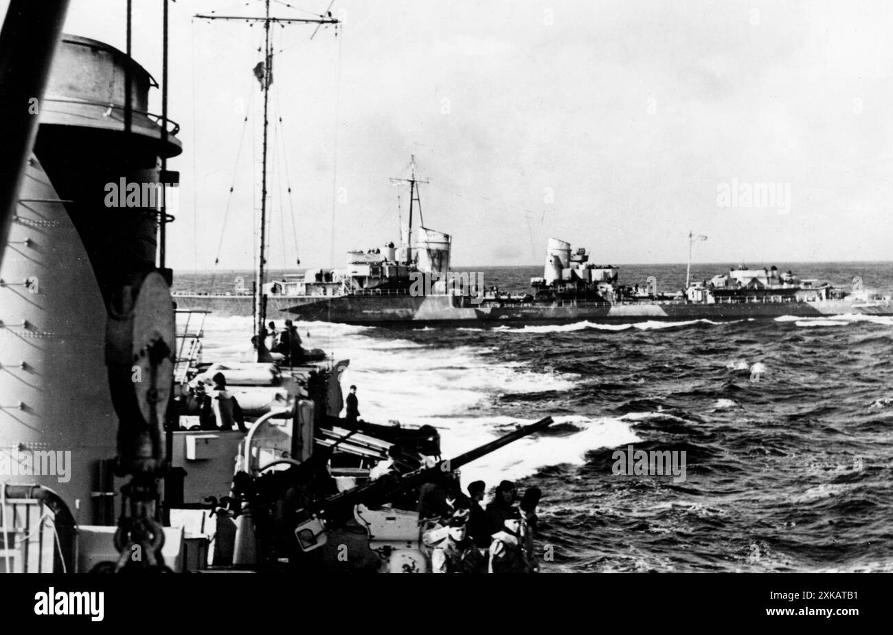 German warships in the Atlantic fighting Allied convoys, in the picture ...