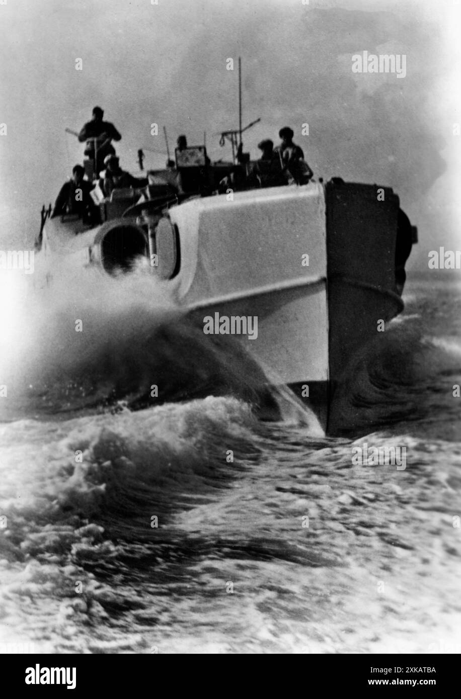 A German speedboat at sea in battle against Allied naval units near ...