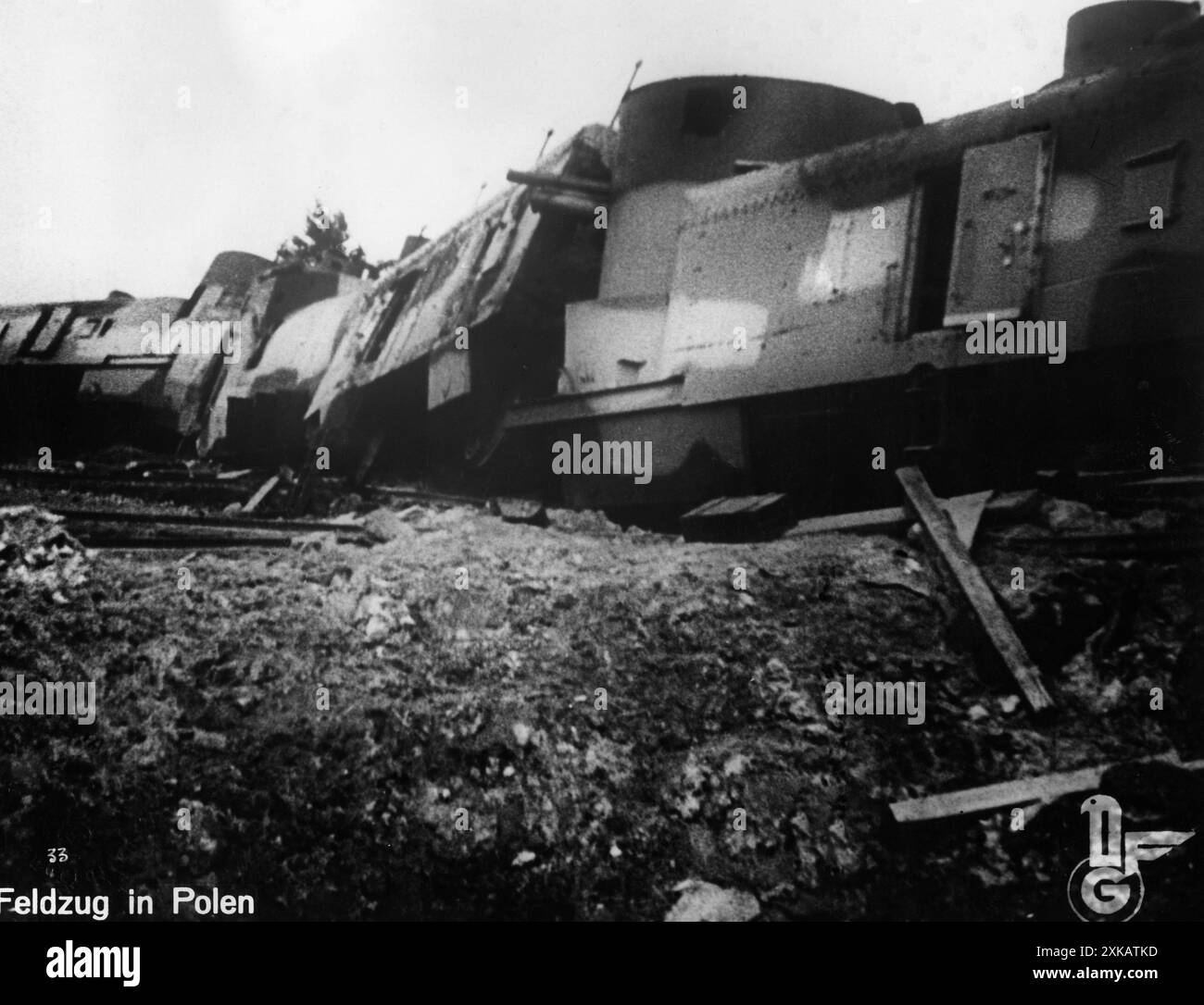 Armored train destroyed during the fighting in Poland. [automated ...