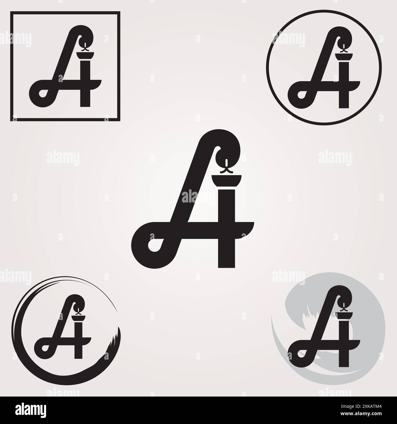 Set of Austrian Pharmacy Icons with Caduceus Symbol - Gothic Letter A ...