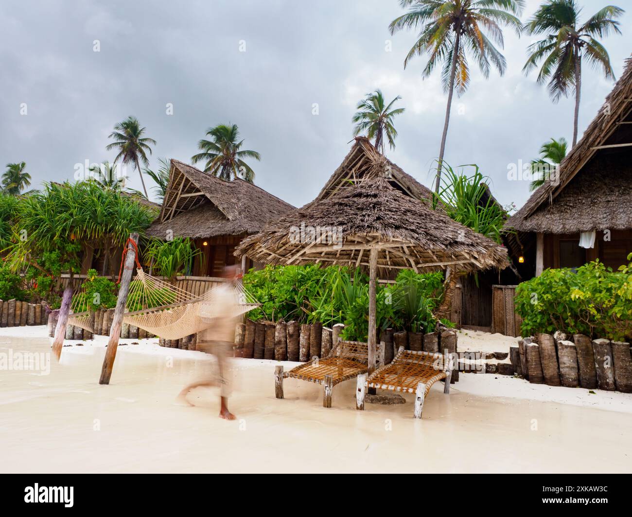 Matemwe, Zanzibar, Tanzania -January, 2021: Wooden huts of a boutique ...