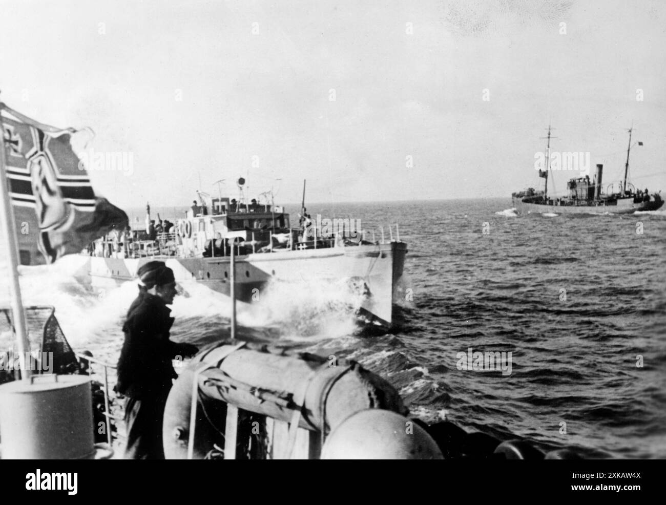 German minesweepers on a mission in the English Channel. In the ...