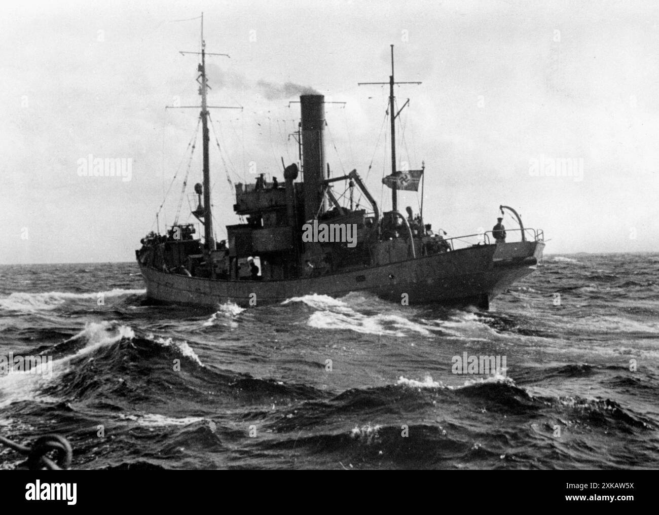 German outpost boat in position at sea. Photo: Kunze. [automated ...