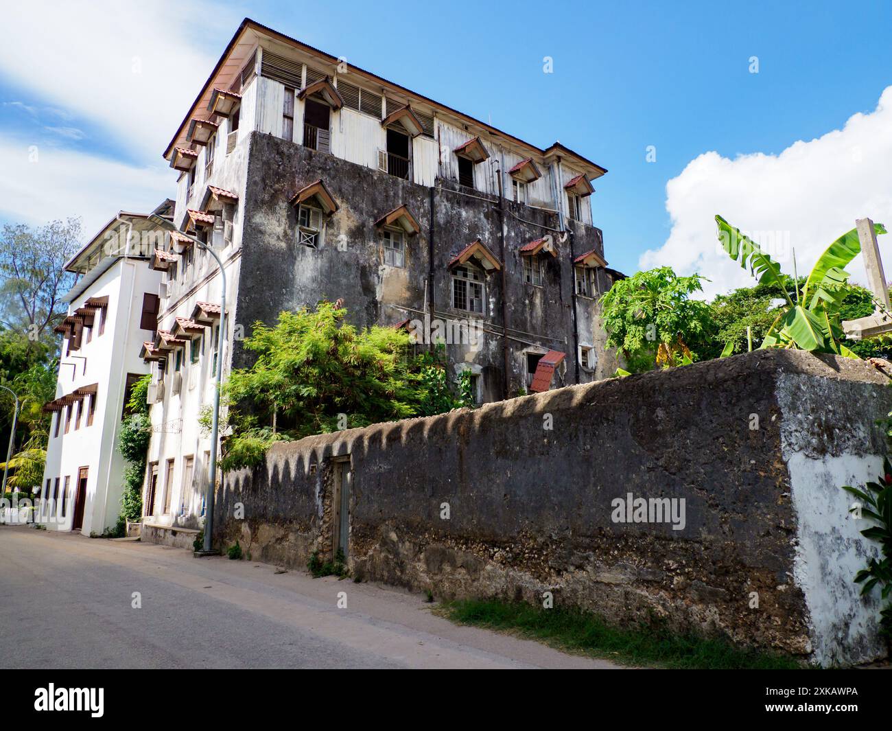 Stone Town, Zanzibar - February 2021: Dilapidated historic building in ...