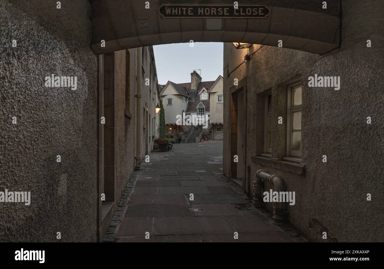 Edinburgh, Scotland - Jan 17, 2024 - Perspective view of the alleyways ...