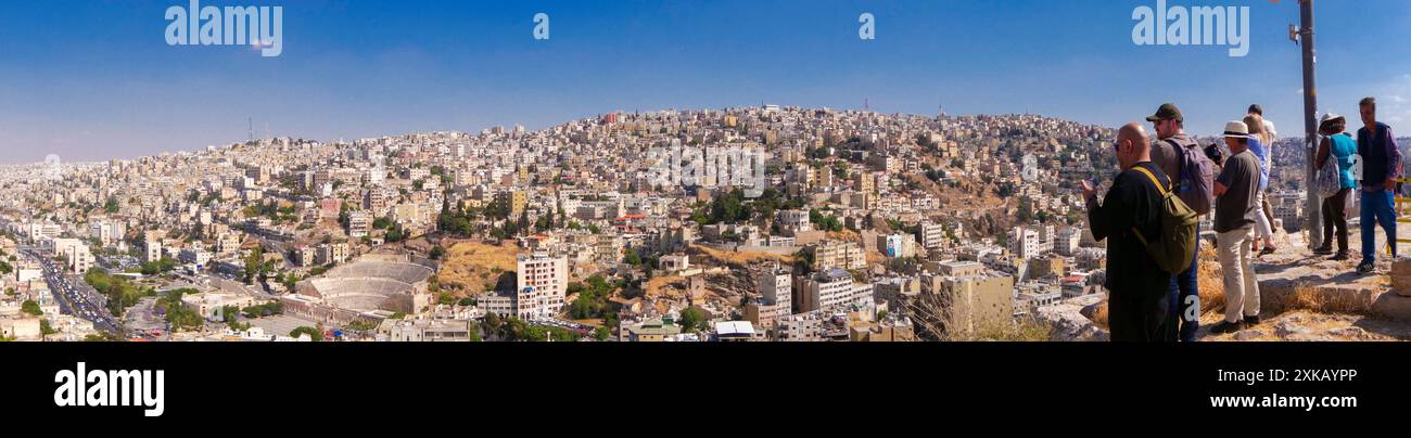Panoramic view of the city of Amman and Roman amphitheatre seen from ...
