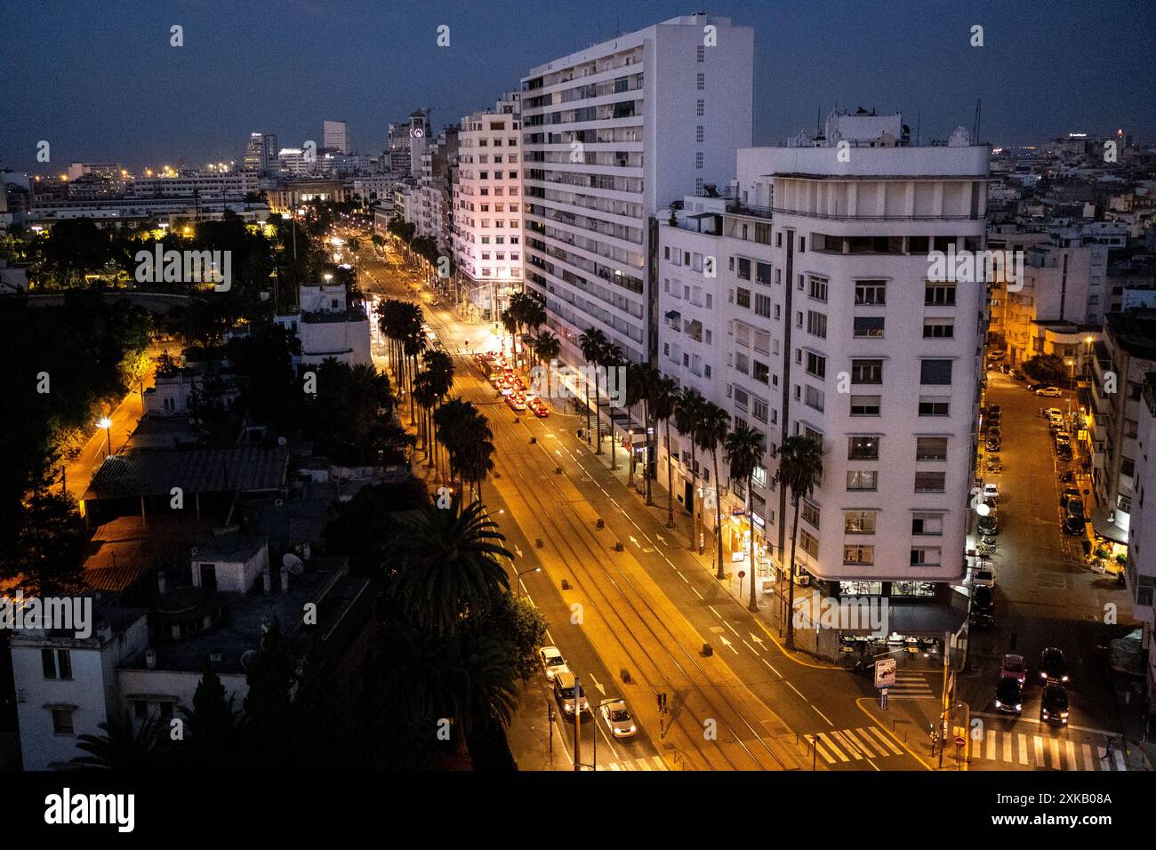 Urban landscape at dusk showing the density of Casablanca on 7 October ...