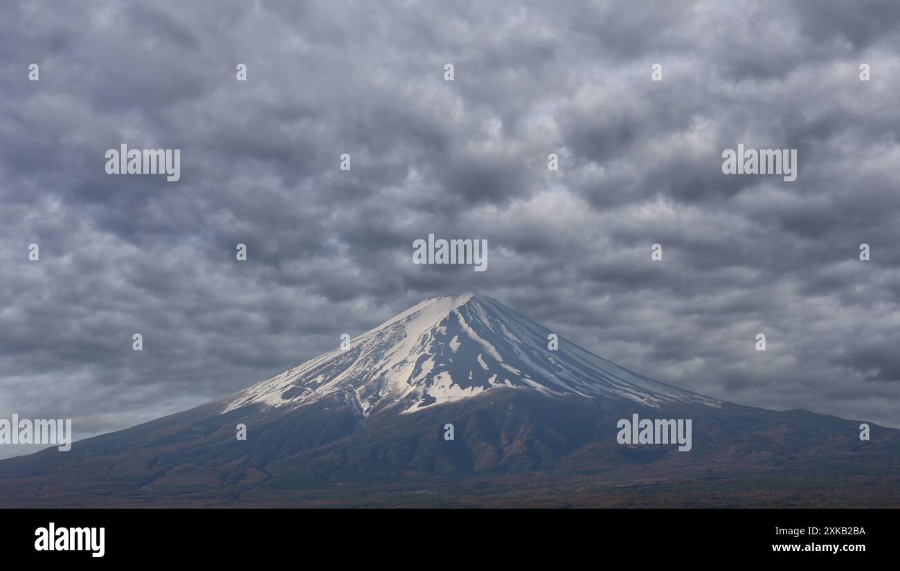 Mount Fuji on an overcast day, a famous tourist attraction in Japan ...