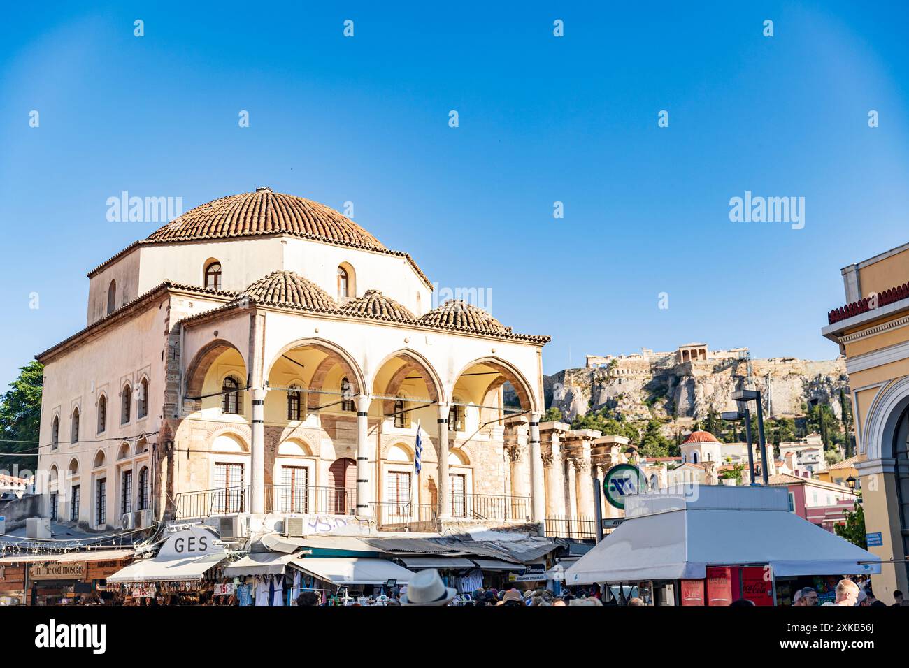 Monastiraki Place, Museum of Modern Greek Culture with Acropolis in the ...