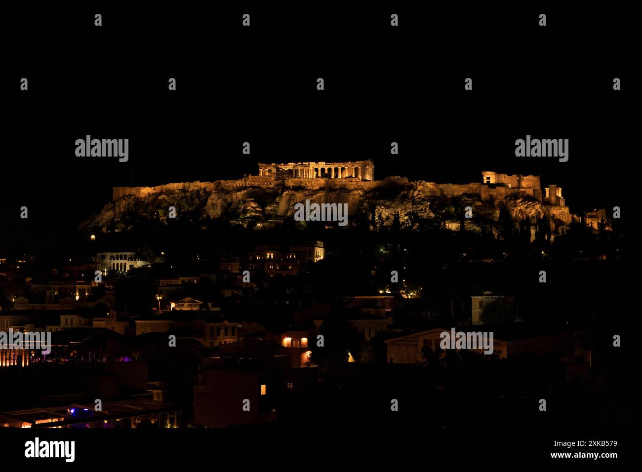 View by night of the Acropolis of Athens, Athens, Greece - June 2024 ...